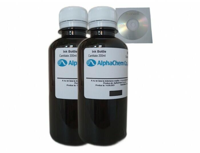 Alphachem Set Flacon Cerneala AlphaChem Compatibil Canon 2x200ml CLI-551BK XL Negru, 2buc Cdr ...