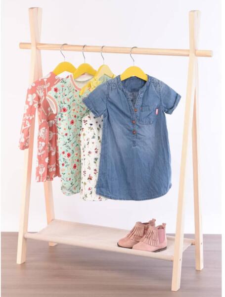 Storage solutions Suport de haine pentru copii, cu 1 nivel, lemn pin ...