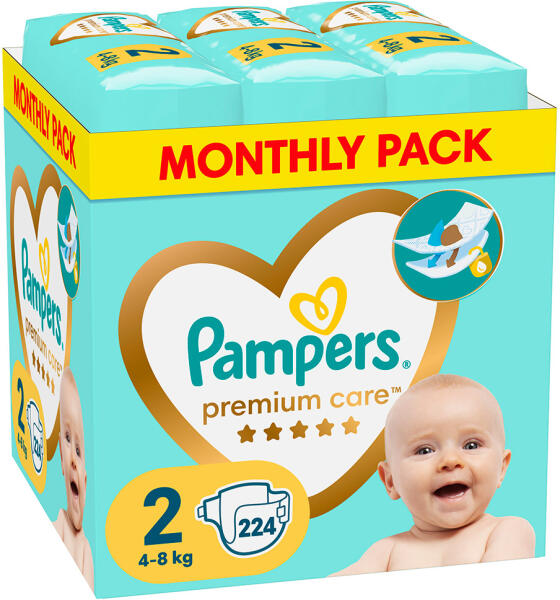 Pampers Памперси Pampers Premium Care 2 XXL Box (4-8кг. ) - 224 броя ...