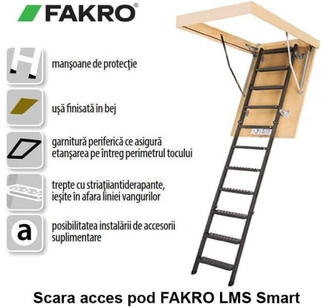 FAKRO Scara pod metalica cu usa finisata in bej FAKRO LMS Smart (LMS ...