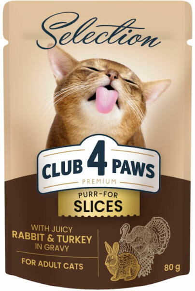 CLUB 4 PAWS Premium Selection Purr for Slices rabbit & turkey gravy 80 ...