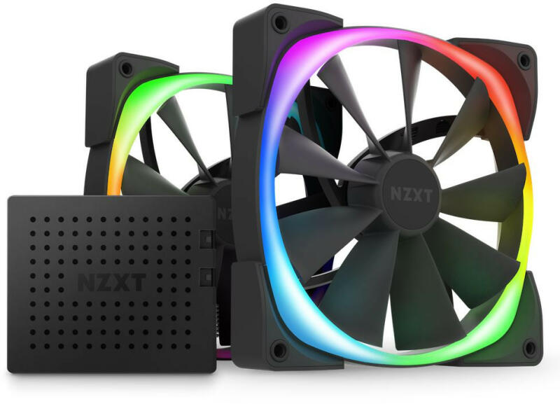 NZXT Aer RGB 2 Twin Pack Black 140mm (HF-2814C-DB) (Ventilator carcasa ...