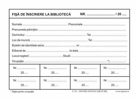 Fisa de inscriere la biblioteca A6 (C121A) (Formular) - Preturi