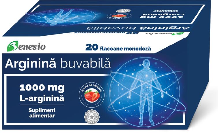 BENESIO L-Arginina, 20 flacoane monodoza, Benesio (Suplimente nutritive ...