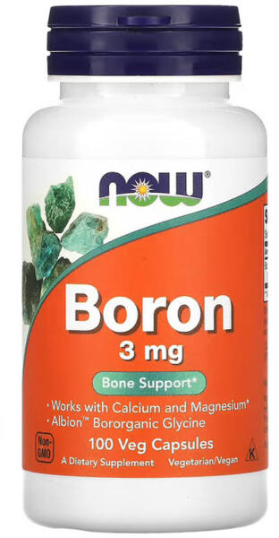 NOW Boron (Bor) Mineral, 3 mg, Now Foods, 100 capsule (Suplimente ...