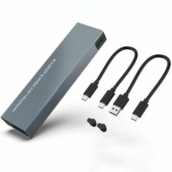 Rocketek 2-in-1 USB 3.1 M. 2 NVMe-SATA dual SSD Tartó Alumínium HUB ...