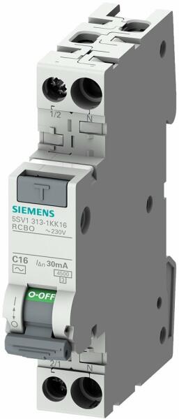 Siemens Intrerupator automat diferential RCBO 1P+N 16A/30mA 4.5kA curba C tip AC Siemens 5SV1313 ...