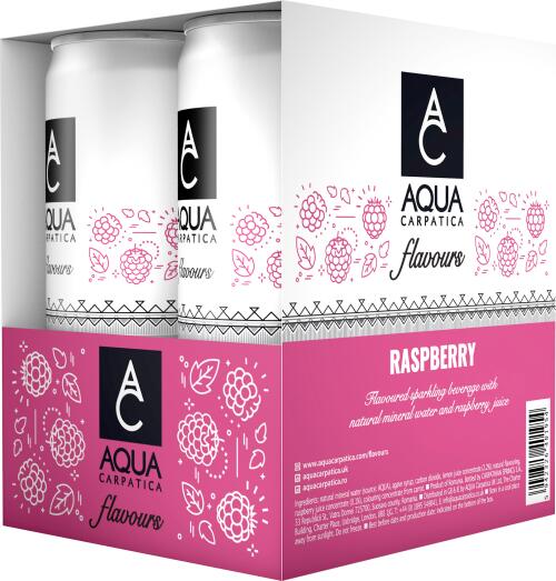 Aqua Carpatica Apa minerala cu aroma de Zmeura, 4 x 0.33l, Aqua ...