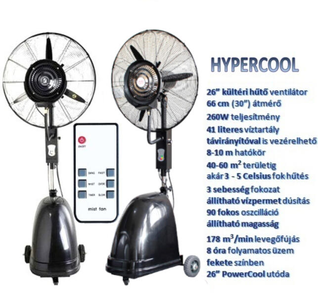HyperCool 66cm távirányítós párásító ventilátor ventilátor vásárlás ...