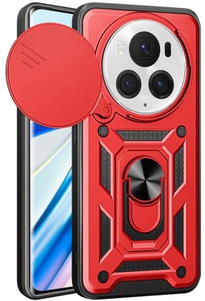 RING CAMERA Capac cu suport pentru Honor Magic6 Pro roșu (Husa telefon ...