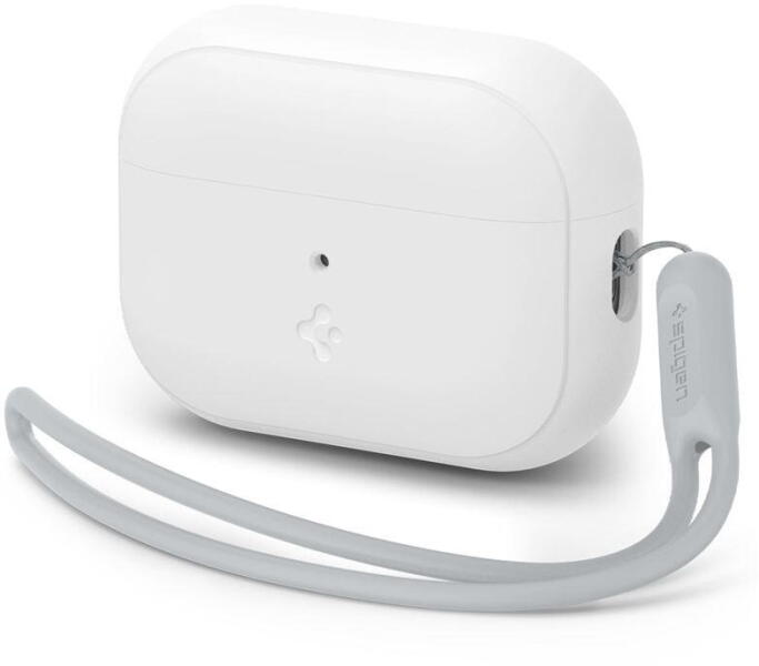 Spigen Husa Spigen Case Silicone Fit White + Strap Gray - AirPods Pro ...