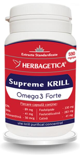 Herbagetica Supreme krill omega 3 forte, 30 capsule, Herbagetica (Suplimente nutritive) - Preturi