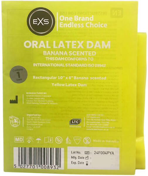 EXS Condoms Oral Latex Dams Flavoured Banana 1pc (Prezervativ) - Preturi