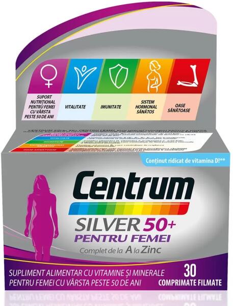 Glaxosmithkline Consumer Centrum Silver 50+ pentru femei, 30 comprimate, GSK (Suplimente ...