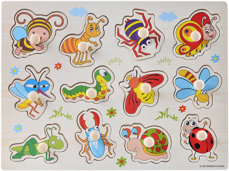 Vásárlás: Fogantyús fa puzzle, fogós puzzle, kirakó 30x23 cm - Bogarak ...