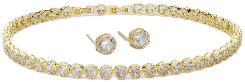 ElectraStore Set Tennis Splendor Auriu Colier + Cercei (371) (Bijuterii ...