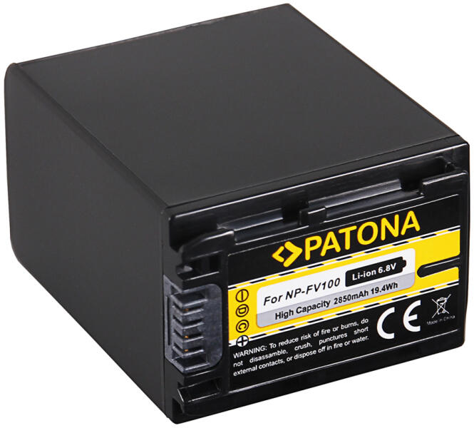 PATONA Baterii NP-FV100 pentru Sony DCR-HC16E / FDR-AX100E / HDR-XR105E, 2850 mAh (1118 ...