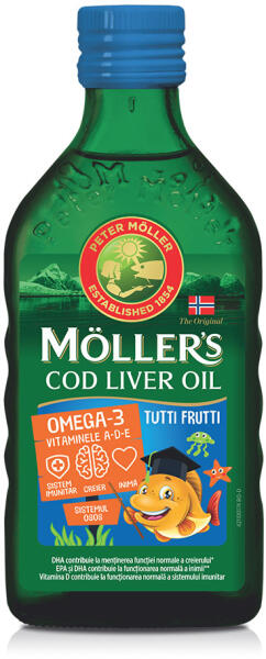 Möller’s Cod liver oil Omega-3 aroma tutti-frutti, 250 ml, Orkla Health ...