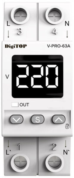 DigiTOP Releu de protectie tensiune monofazat 63A DigiTop V-PRO-63A (V-PRO-63A) (Siguranta ...