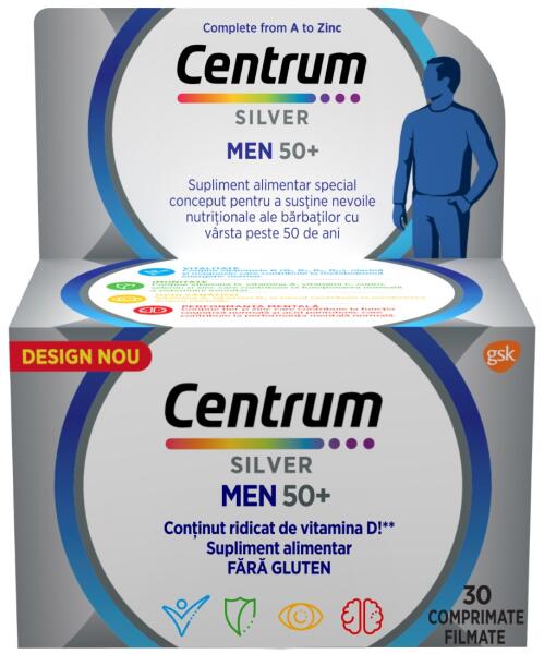 Centrum Silver 50+ pentru barbati, 30 comprimate, Haleon (Suplimente ...