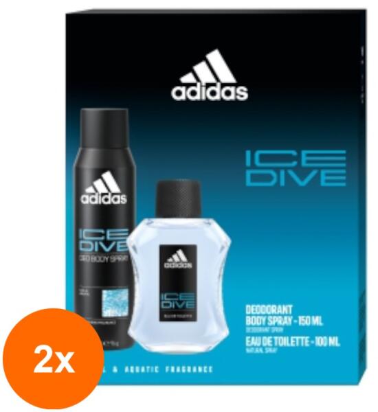 Adidas Set 2 x Caseta Cadou Barbati Adidas Ice Dive, Apa de Toaleta 100 ...