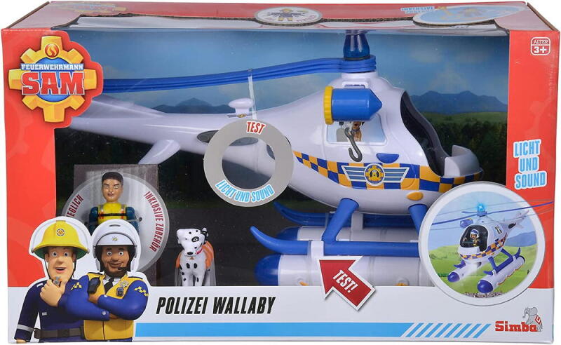Simba Toys Fireman Sam Police Wallaby, Toy Vehicle (White/Blue, With ...