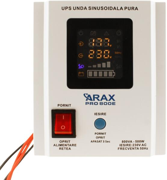 ARAX UPS Centrala termica sinus PRO 800E 500W, sinus pur, acumulator extern, Compatibil LiFePo4 ...