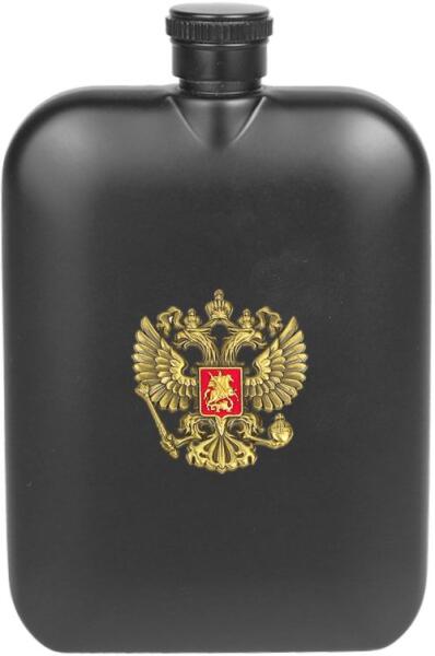 TifanTEX Butelcă neagră cu emblemă rusească aurie (Butelcă cu simbol ...