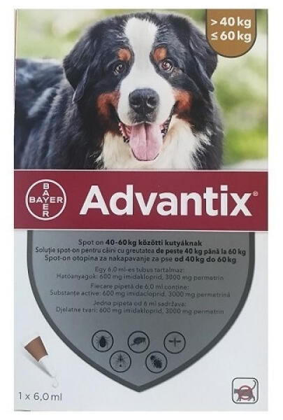 Advantix Deparazitare externă XL 40-60 kg 1 pipetă (Antiparazitari ...