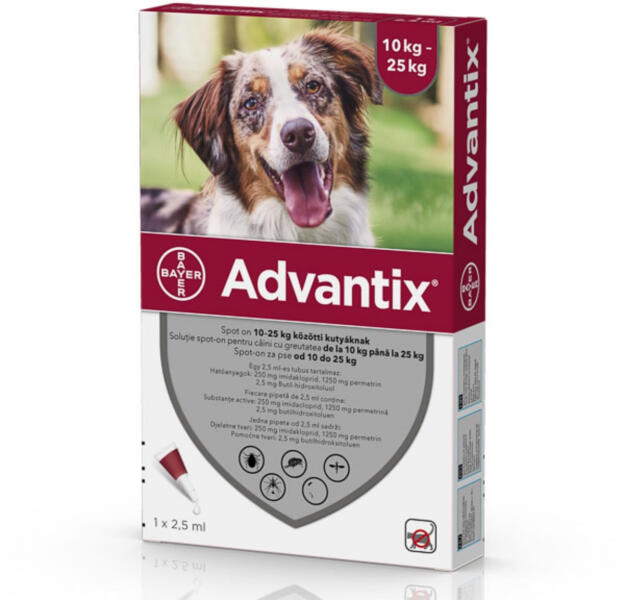 Advantix Deparazitare externă M 10-25 kg 1 pipetă (Antiparazitari caini ...