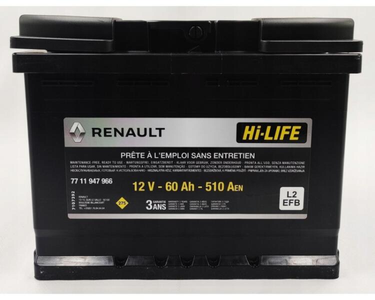 Renault Start Stop EFB 60Ah 510A (7711947966) (Acumulator auto) - Preturi