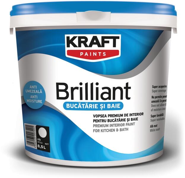 Kraft Paints Vopsea Super Lavabila Alba Pentru Baie Si Bucatarie Kraft Brilliant Bucatarie Si ...