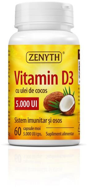 Zenyth Pharmaceuticals Vitamina D3 5000 UI, 60 capsule, Zenyth ...