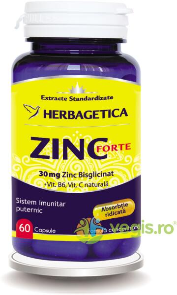Herbagetica Zinc Forte 60 comprimate (Suplimente nutritive) - Preturi