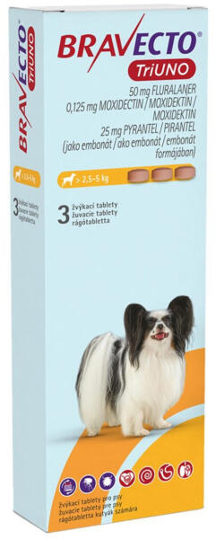 MSD BRAVECTO TRIUNO antiparazitar intern si extern pentru caini 50mg (2 ...