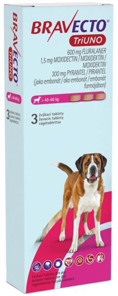 MSD BRAVECTO TRIUNO antiparazitar intern si extern pentru caini 600mg ...