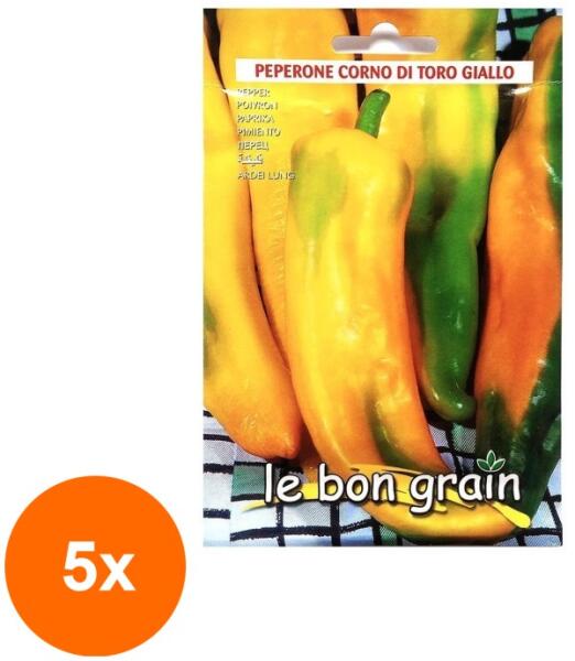 Raci Sementi Set 5 x Seminte de Ardei tip Kapia, Corn de Taur, Galben ...