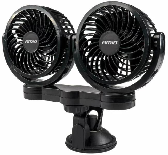 AMiO Ventilator auto dublu cu 2 viteze fixare cu ventuza diametru 2x4 ...