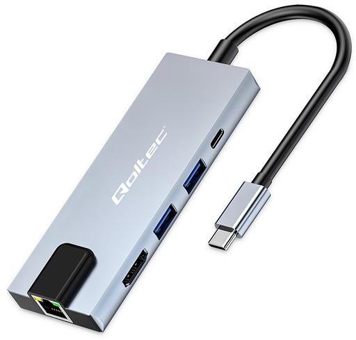 Qoltec Hub adapter USB-C 5 az 1-ben | USB-C PD 100W | 2x USB | HDMI 4K ...