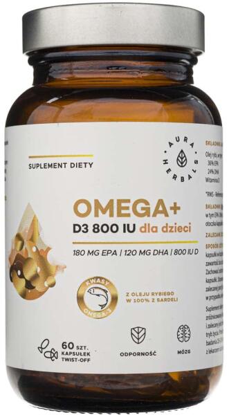 Aura Herbals Omega Vitamina D3 800 UI pentru copii - 60 capsule Twist ...