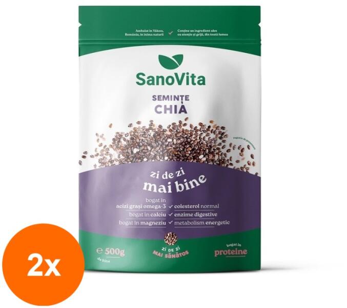 Sano Vita Set 2 x Seminte de Chia, Sanovita Zipper, 500 g (Seminte ...