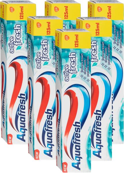 Aquafresh Active Fresh, pasta dinti cu fluor, 6 buc x 125 ml (23766 ...
