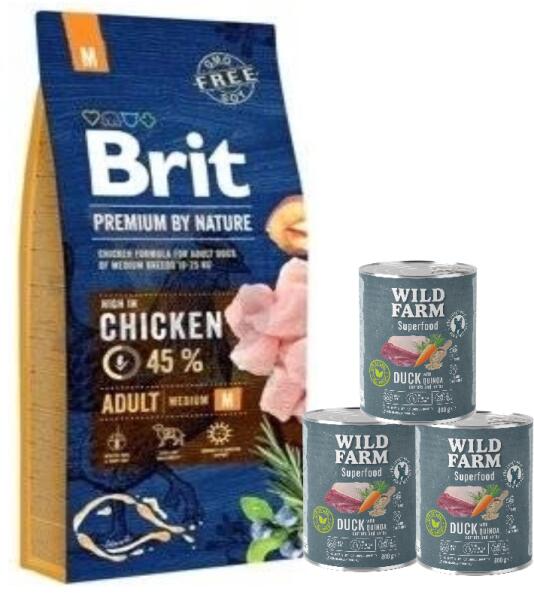 Vásárlás: Brit Brit Premium By Nature Adult M Z Kurczakiem 15kg + WILD ...