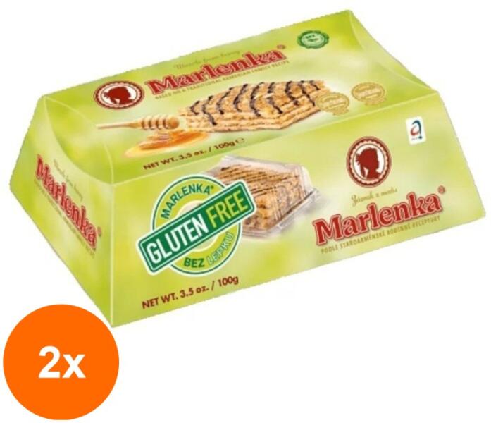 Marlenka Set 2 x Prajitura Fara Gluten Marlenka, cu Miere si Nuca, 100 ...