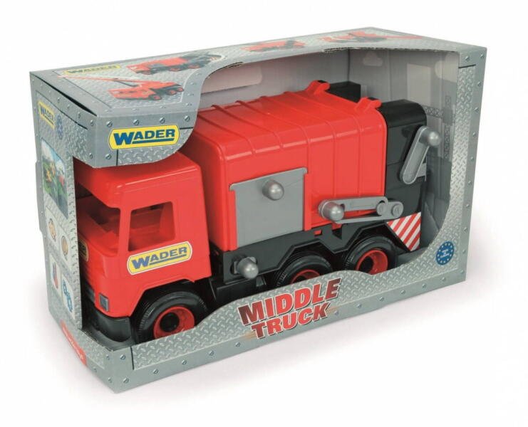 Wader Masinuta Wader Middle Truck Garbage truck red 38 cm in box (32113 ...