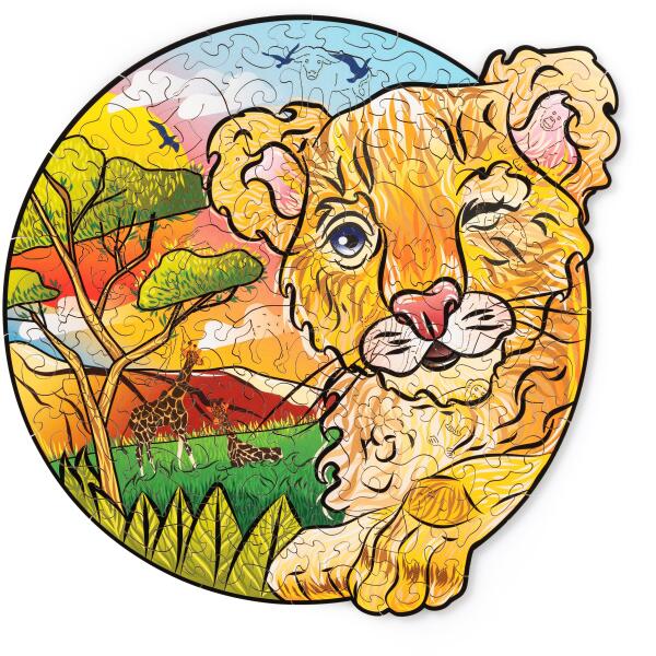 Wood Trick Puzzle 2D, Playful Little Lion, WT, lemn, 112 piese (Puzzle ...