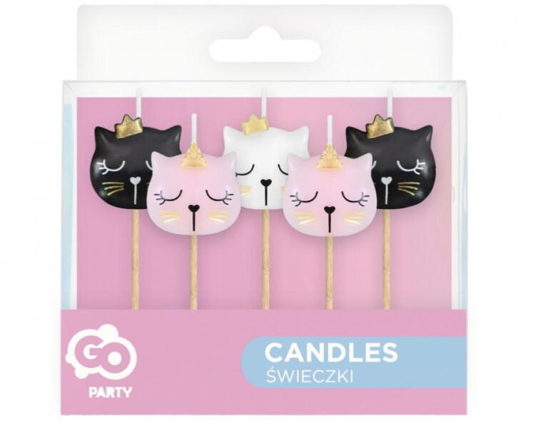 GoDan Set 5 Lumanari Tort PB&C, Model Pisica GD839 Lumanari petrecere ...