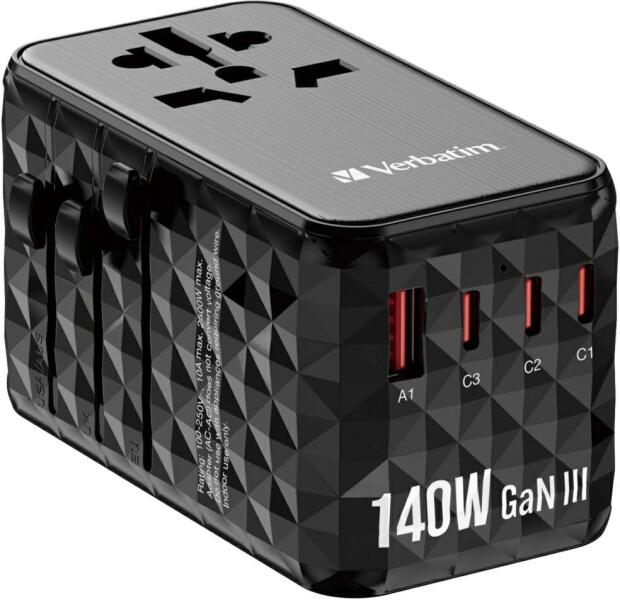 Vásárlás: Verbatim UTA-10 GaN USB-A/3xUSB-C PD 140W Utazó Adapter ...