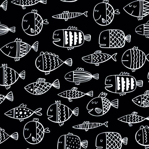 Takoy Țesătură softshell de iarnă pești mici pe negru (Marfuri textile ...