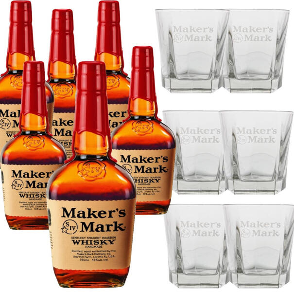 Vásárlás: Maker's Mark Makers Mark Whisky 6 db + 6 db Ajándék Pohár (45 ...